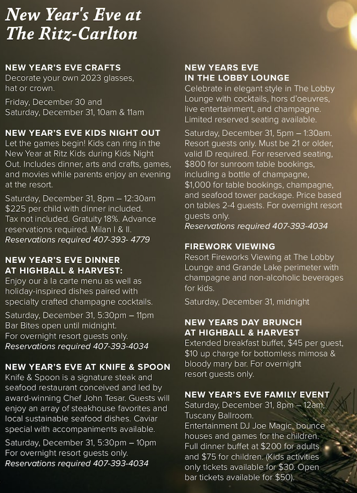 New Year's Eve - Scott Joseph Orlando Restaurant Guide